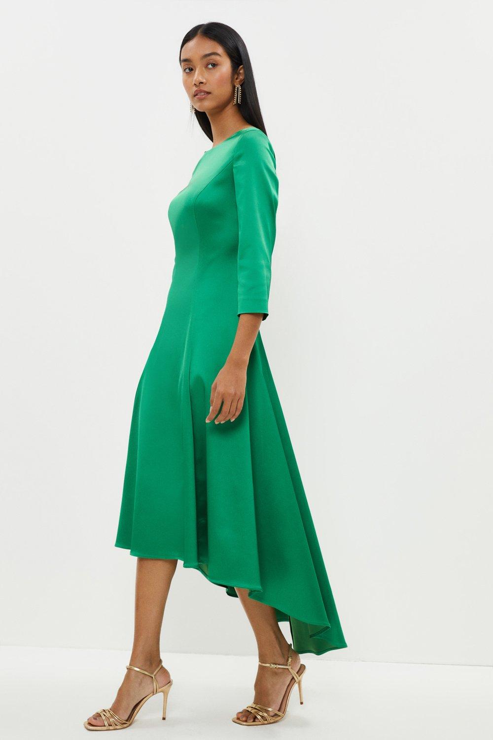 Dresses Premium Stretch Satin Hi Lo Hem Midi Dress Coast